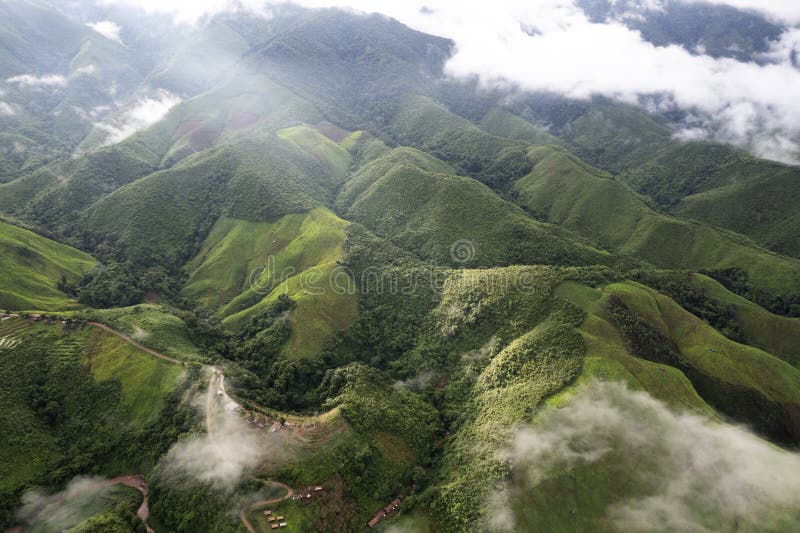 Landscape of Morning Mist with Mountain Layer. Mountain Ridge and ...
