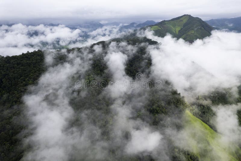 Landscape of Morning Mist with Mountain Layer. Mountain Ridge and ...