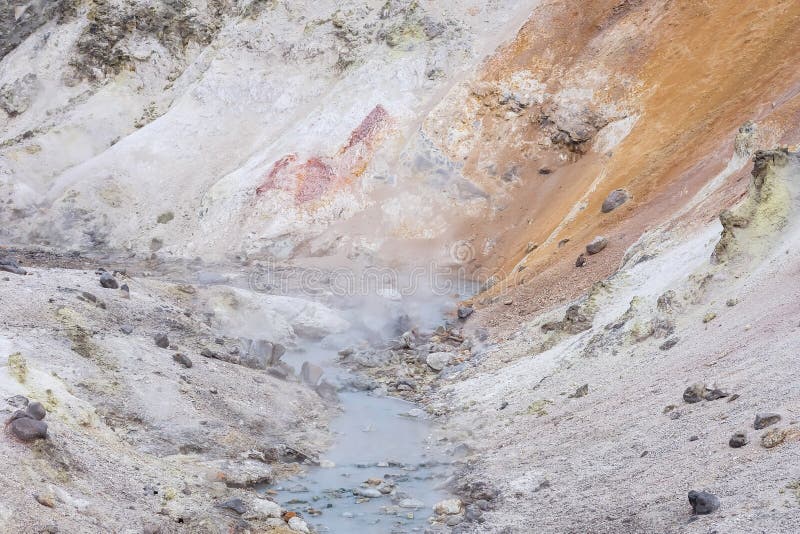 Landscape of Mountain in the Hot Spring Area with Small Hot Stream with ...