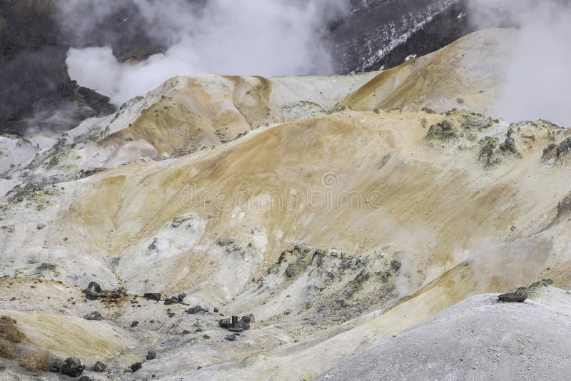 Landscape Mountain Hot Spring Area Some Smoke Stock Photos - Free ...