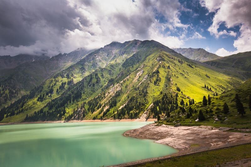 Landscape Mountain Lake Central Asia Stock Image - Image of nature ...