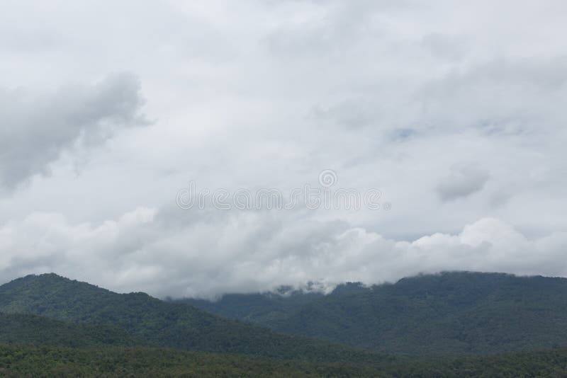 Landscape of Mountain with Misty Rain Cloud Stock Photo - Image of ...