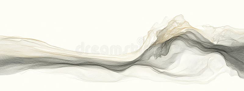 A Landscape of a Mountain Ridge Rendered in a Single Continuous Line. a ...