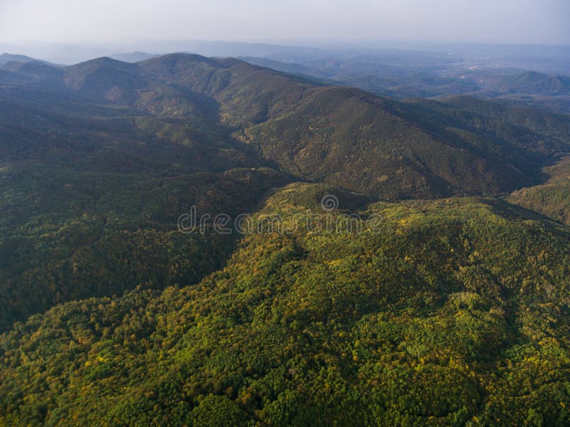 Landscape of Mountain Valley with Autumn Forest. Stock Photo - Image of ...