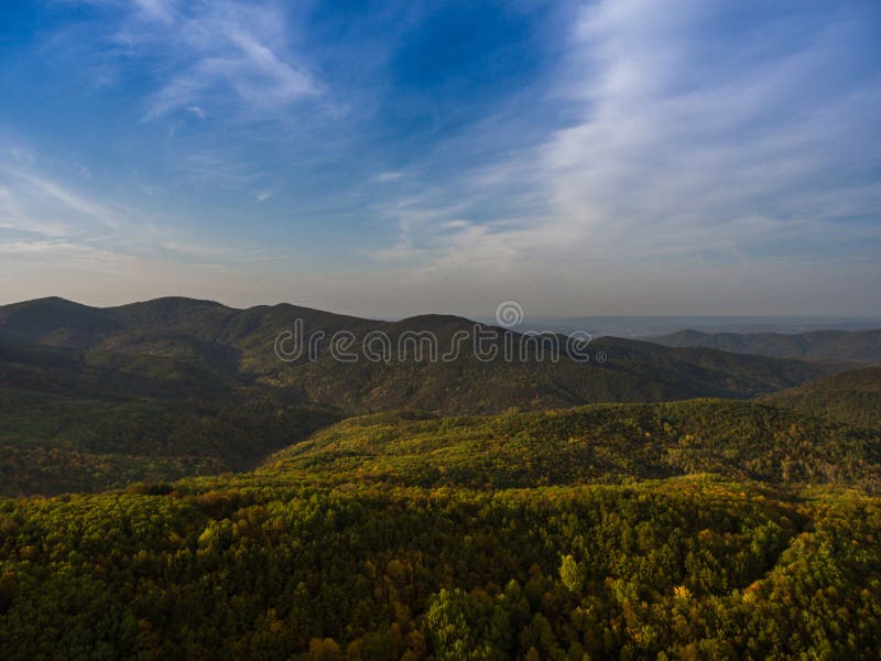 Landscape of Mountain Valley with Autumn Forest. Stock Image - Image of ...