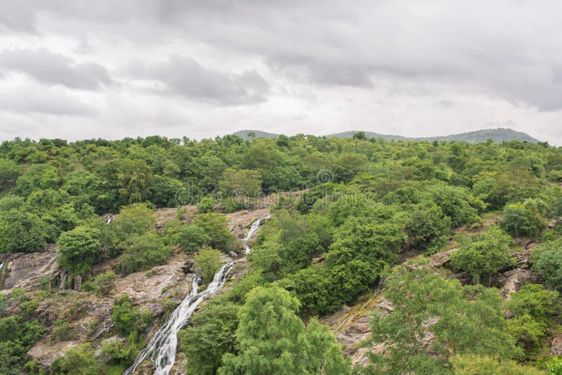 Landscape of Mountain ,valley and Waterfall Stock Image - Image of ...