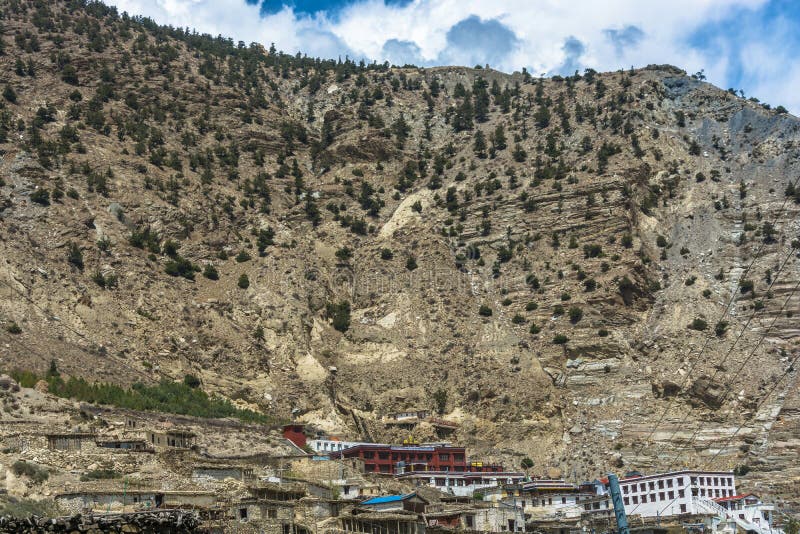 Landscape in the Mountain Village of Marpha, Nepal. Stock Image - Image ...