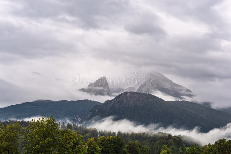 Landscape with the Mountain Watzmann in the Berchtesgaden Alps, Germany ...