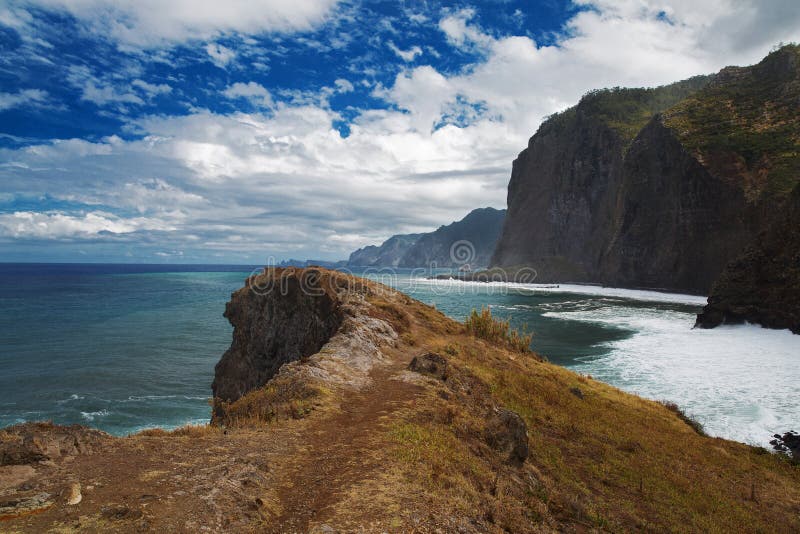 Landscape with Mountains, the Atlantic Ocean and Sky Stock Image ...
