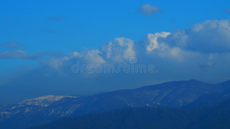 Landscape with Mountains. Beautiful Tropical Background. Clouds Flow in ...