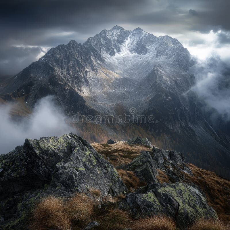 Landscape with Mountains in the Clouds and Radar. 3d Rendering Stock ...