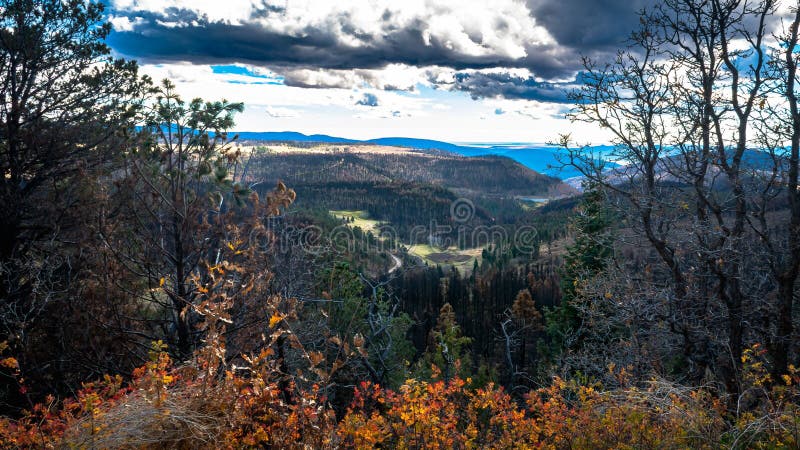 Landscape with Mountains Covered in Forests with a Beutiful Cloudy Sky ...