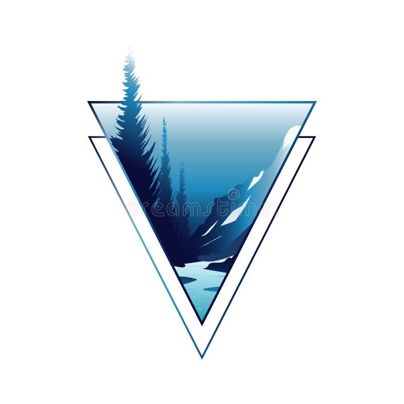 Landscape Mountains and Forest in a Triangle Stock Vector ...