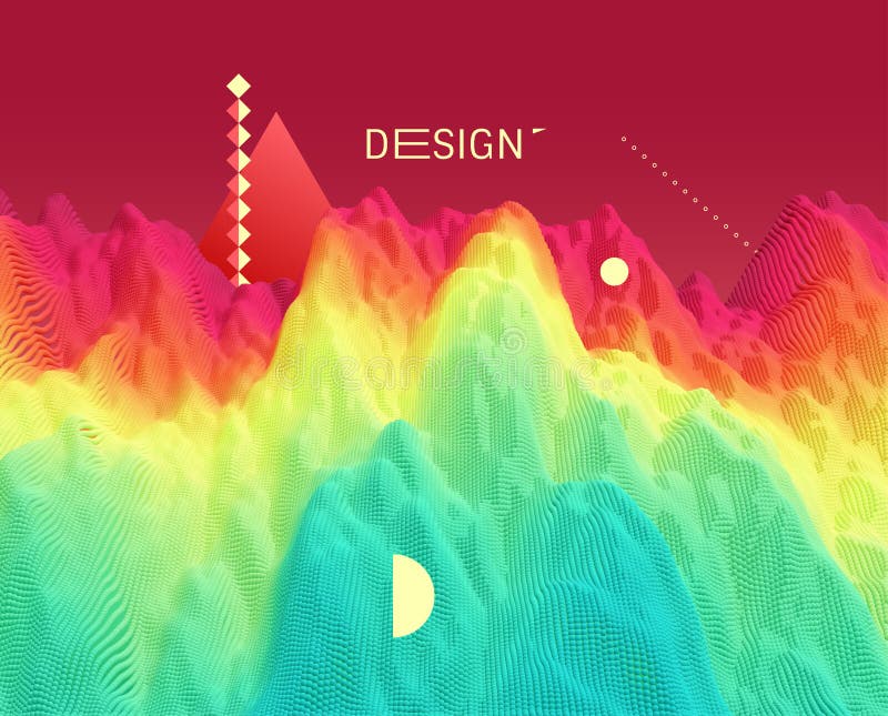 Landscape with Mountains. Mountainous Terrain. Abstract Background ...