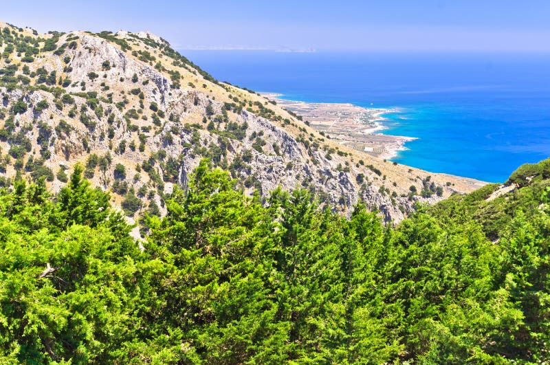 Landscape, Mountains and Sea at South Side of Crete Island Stock Image ...