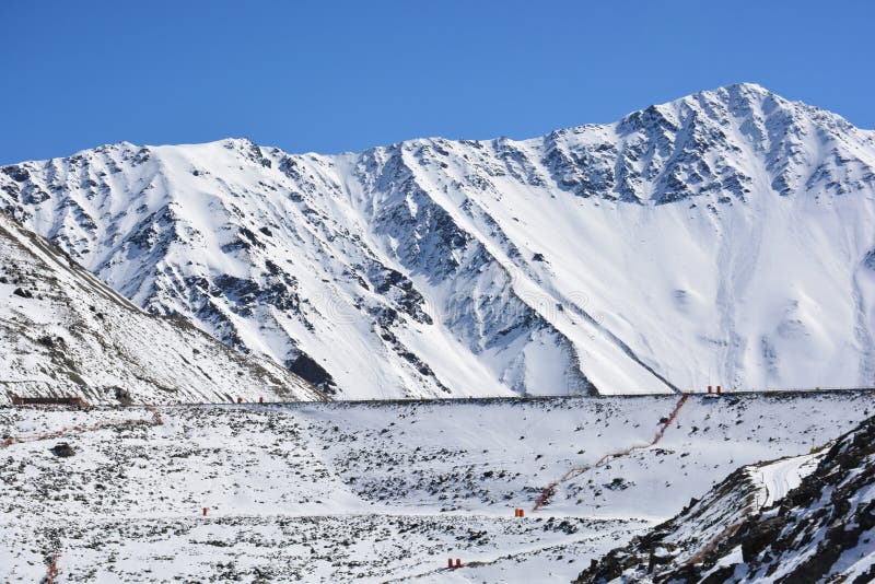 Landscape of Mountains Snow and Lagoon in Chile Stock Photo - Image of ...