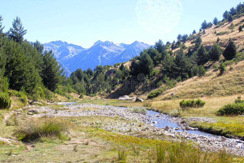 Landscape of the Mountains, Trees, Steam and the Sunny Sky in the ...