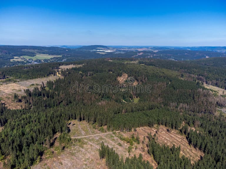 Landscape with Mountains and Trees in the Thuringian Forest Stock Photo ...