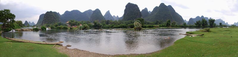 Landscape,mountains in Yangshuo and River Lee Stock Image - Image of ...