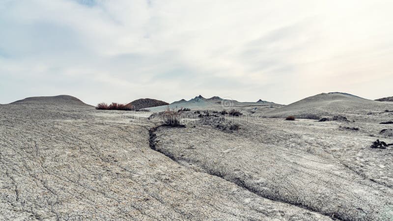 Landscape with Mud Volcanoes in the Mountains Stock Photo - Image of ...