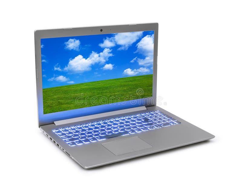 Landscape My Photo on Notebook Screen Stock Photo - Image of monitor ...