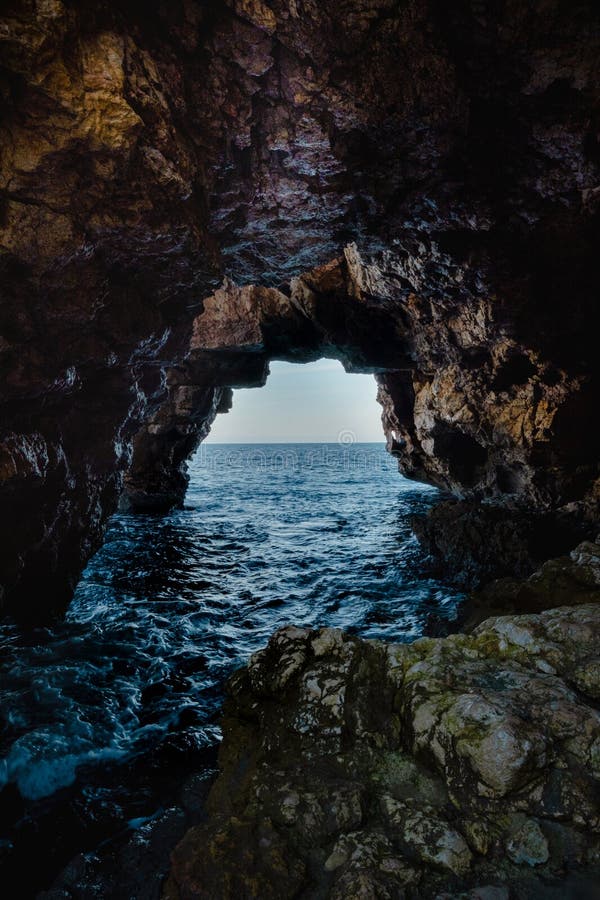 Landscape Natural Sea Stone Cave Stock Image - Image of beautiful ...