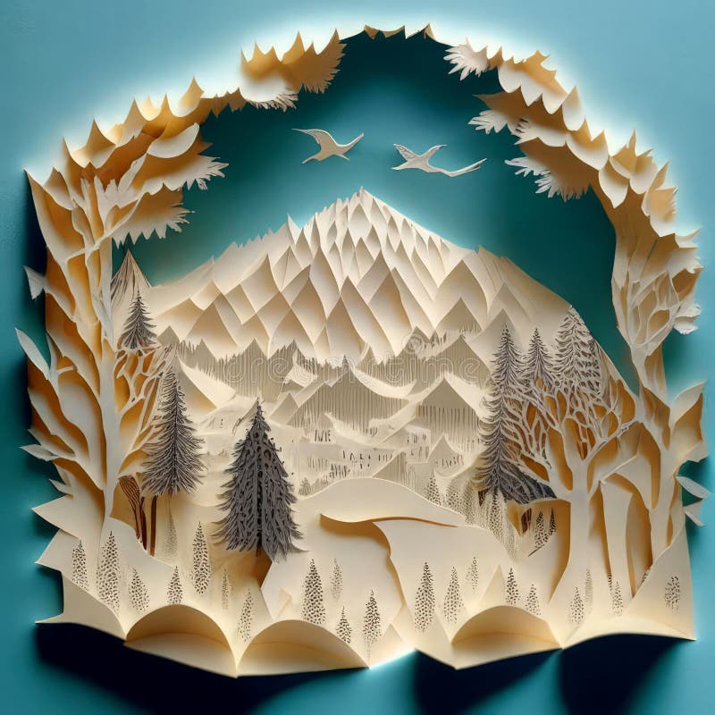 Paper Cut - Nature of Kazakhstan Stock Illustration - Illustration of ...