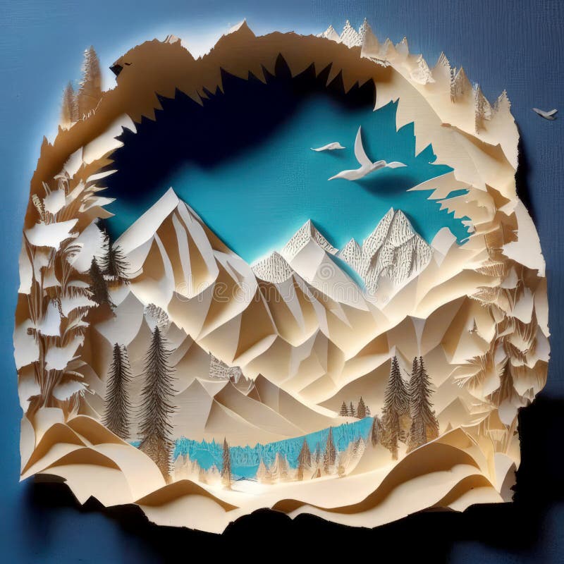 Paper Cut - Nature of Kazakhstan Stock Illustration - Illustration of ...