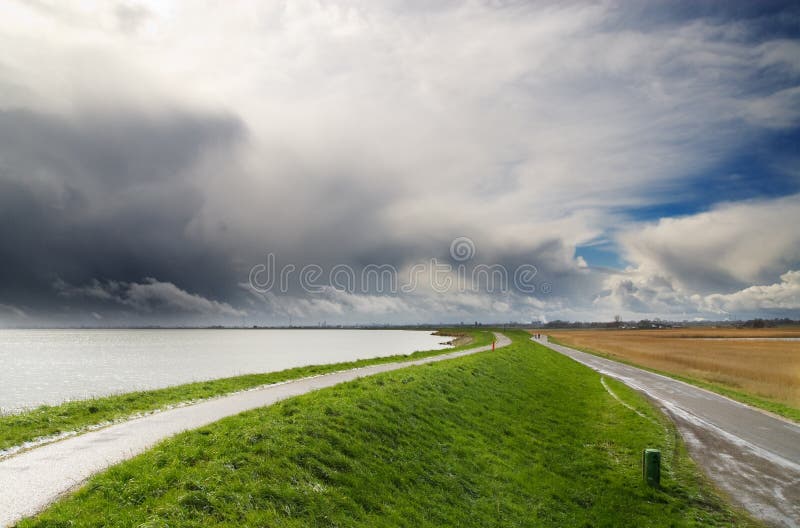 Landscape in the Netherlands Stock Image - Image of ijsselmeer ...