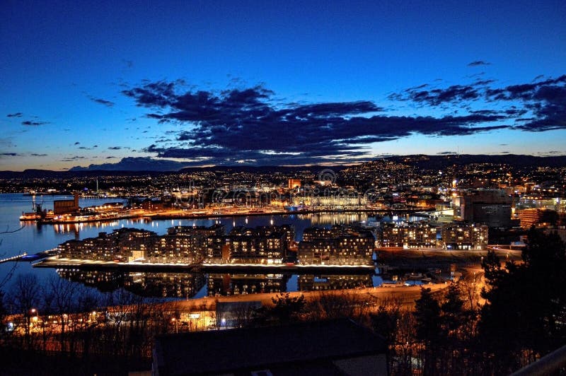 Landscape in the Night in Oslo Norway Stock Photo - Image of horizon ...