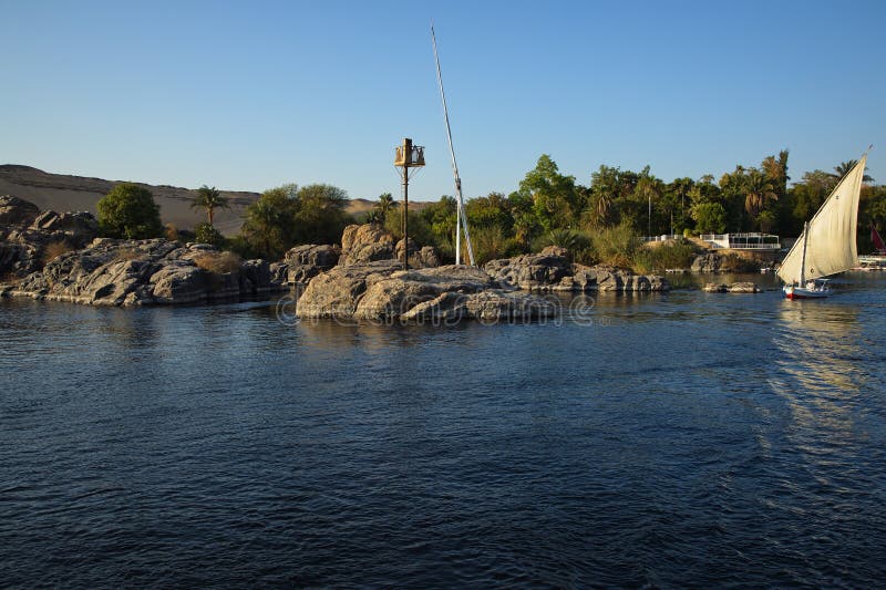 Landscape on Nile in Aswan in Egypt Stock Image - Image of hill ...