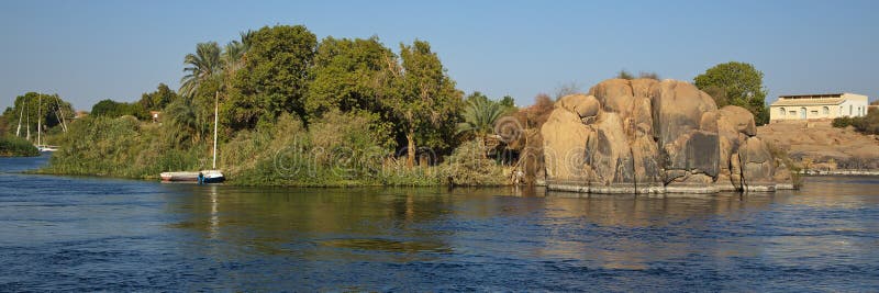 Landscape on Nile in Aswan in Egypt Stock Photo - Image of rock, africa ...