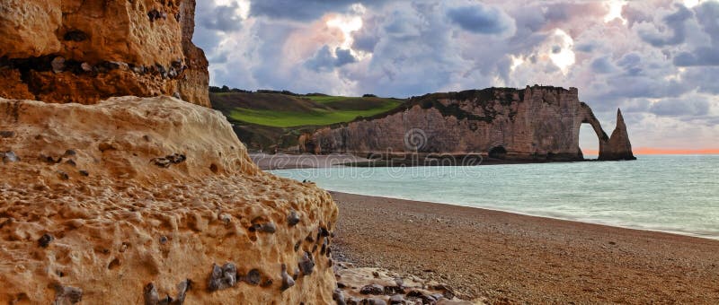 Landscape in Normandy stock photo. Image of erosion, dusk - 17933592