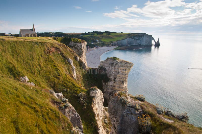 Landscape of the Normandy Coast in France Stock Photo - Image of arch ...