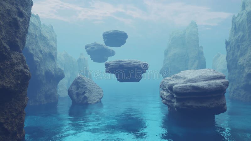 Landscape of the Ocean Imagine Art Style Stock Image - Image of shore ...