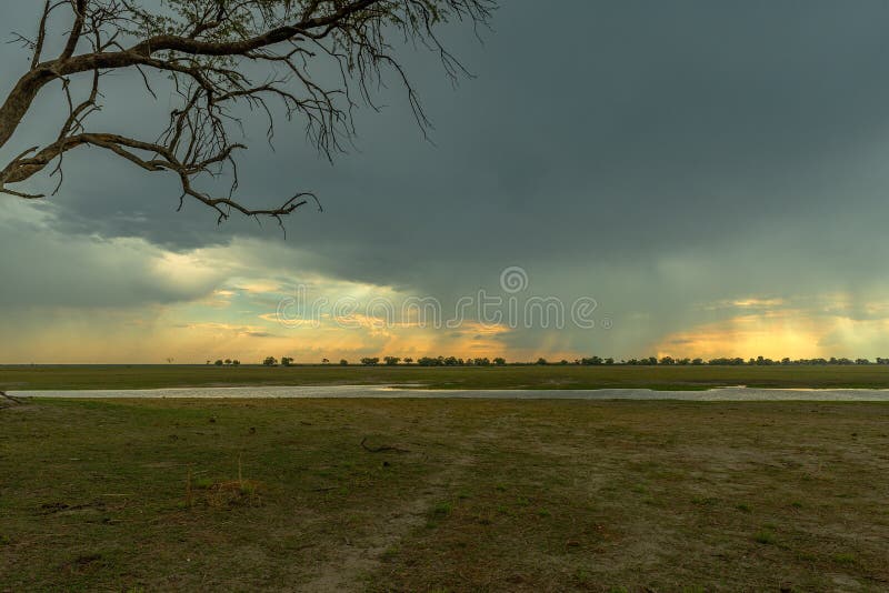 Landscape on the Okavango River in the East of Rundu, Namibia Stock ...