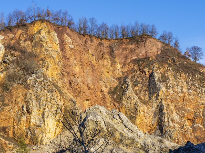 Landscape in Old Limestone Mining, Baita, Romania Stock Photo - Image ...