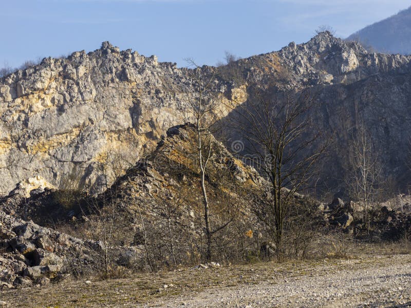 Landscape in Old Limestone Mining, Baita, Romania Stock Image - Image ...
