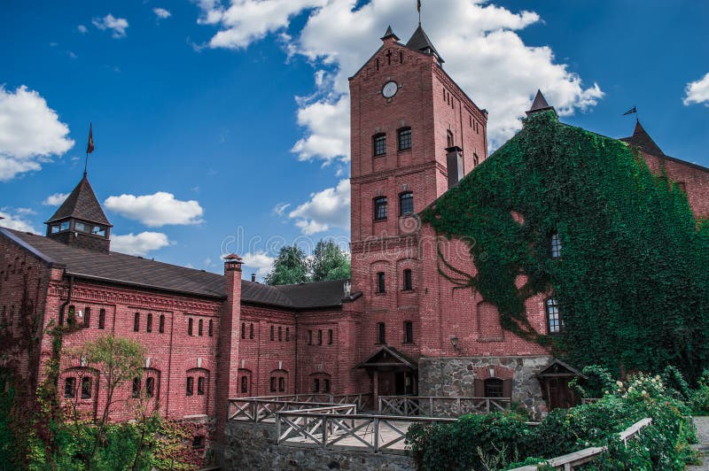 Red brick castle stock image. Image of poland, lake, architecture - 1504239
