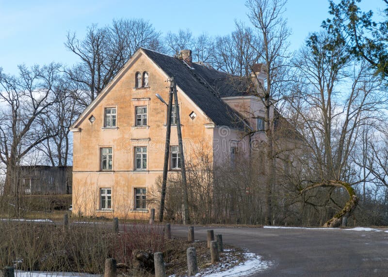 Landscape with an Old Stone House, Early Spring, Bare Trees Stock Image ...