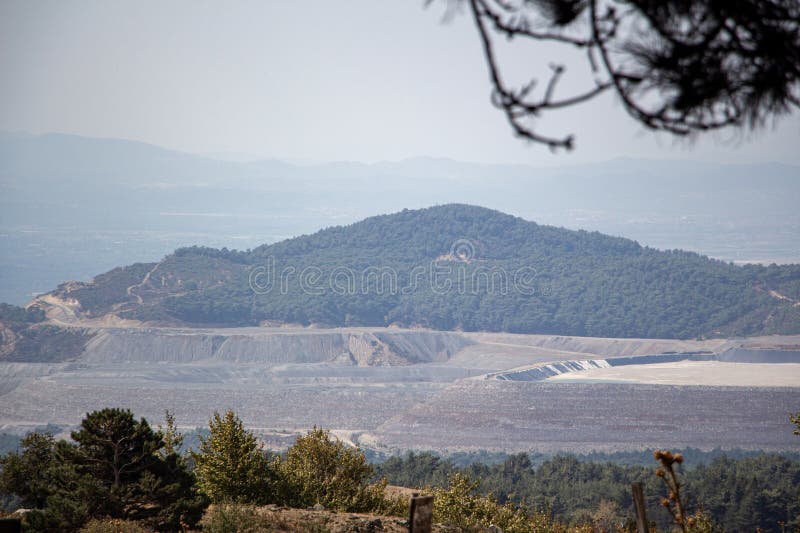 Landscape of an Open Pit Mine with Lots of Sand and Rocks. Landscape ...