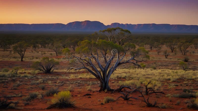 The Landscape of an Outback of a Desert Stock Illustration ...