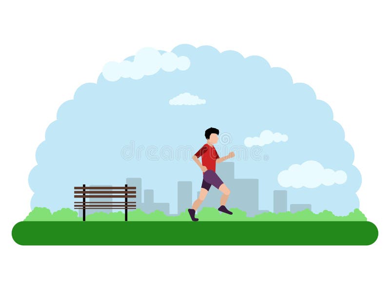 Landscape of an Outdoor Park with a Guy Doing Exercise Stock Vector ...