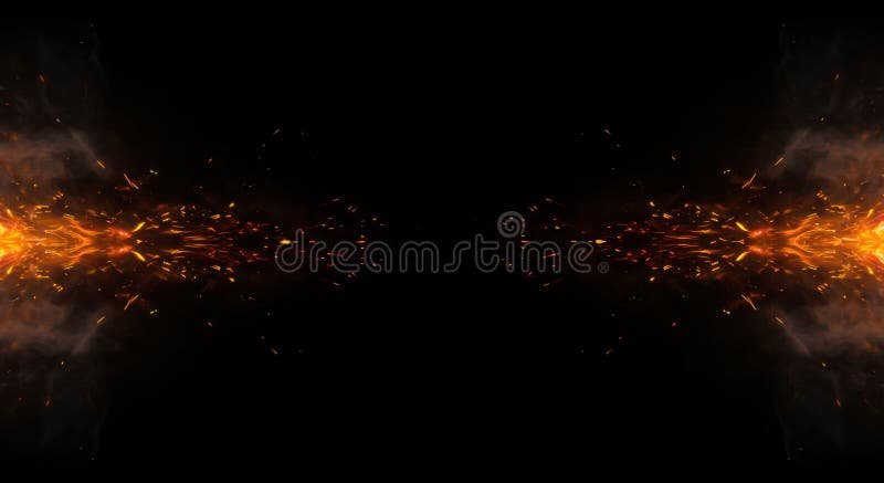 A Landscape Overlay Featuring Intense Fire Sparks on a Black Background ...