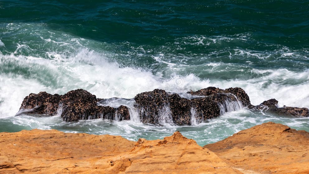 Landscape of Pacific Coast at Devils Punch Bowl in Oregon State Stock ...