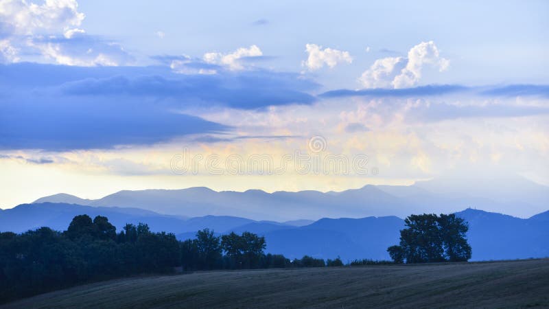 Landscape Painted Blue at First Light of Dawn Stock Image - Image of ...