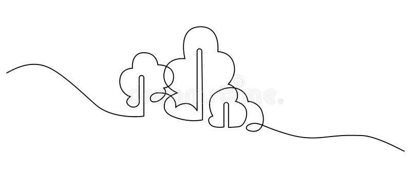 Landscape Park with Path and Trees. Continuous Line Drawing ... Landscape Park with Path and Trees. Continuous Line Drawing ...
