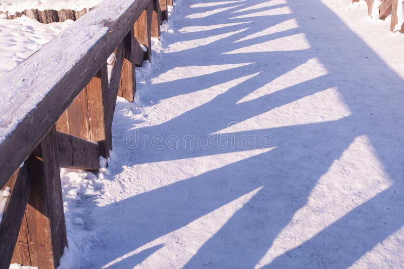 Landscape Pattern Bridge Shadow Tree Reflection Snow Winter Sun Stock ...
