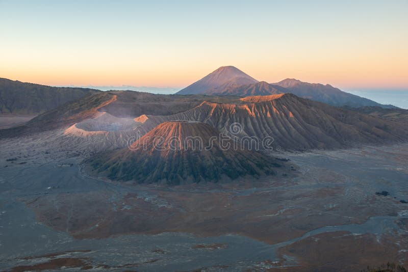 Landscape of Peak Bromo Mountain on Sunrise in Indonesia. Stock Photo ...