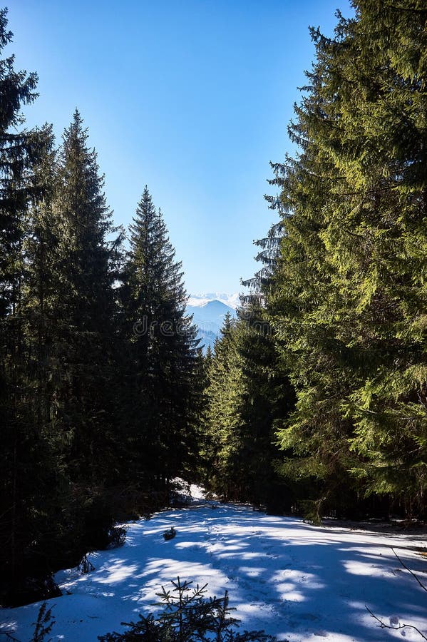 Landscape with Peaks Covered by Snow and Clouds Stock Photo - Image of ...